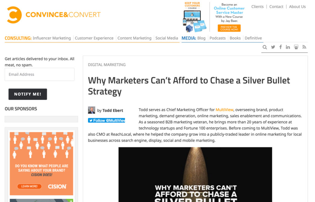 My Two Latest Articles on B2B Marketing Strategy - Todd Ebert